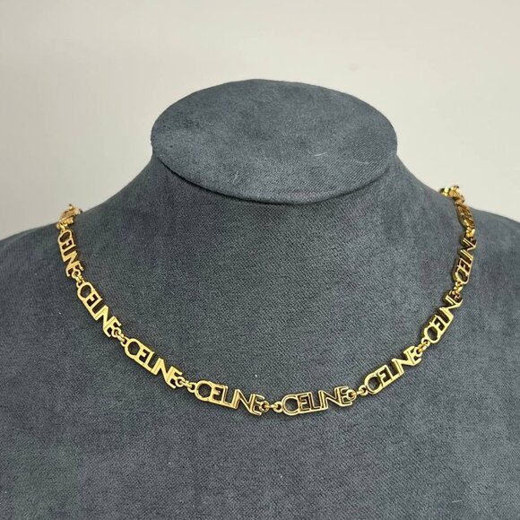 Celine | Jewelry | Authentic Celine Charm Necklace Gold Metal Statement ...